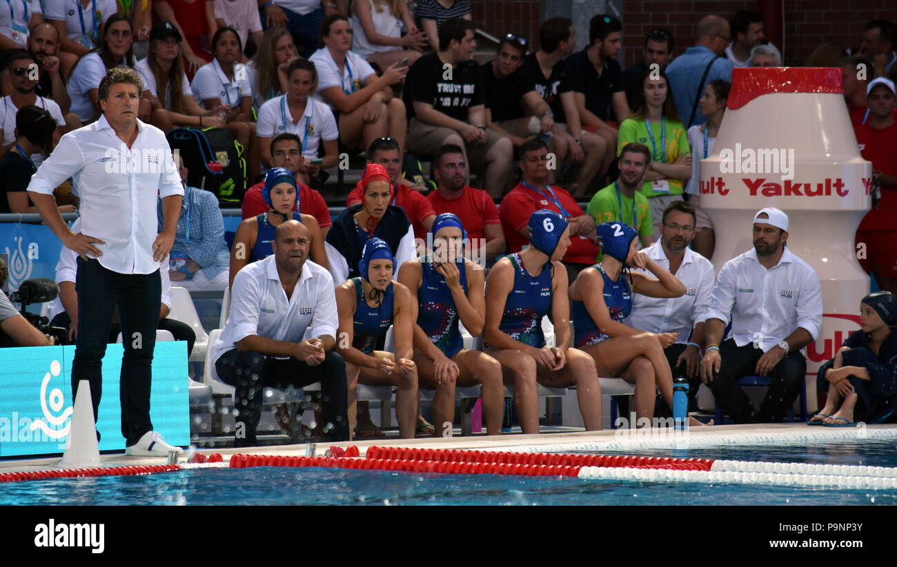 Budapest, Hungary - Jul 20, 2017. The hungarian women waterpolo team ...