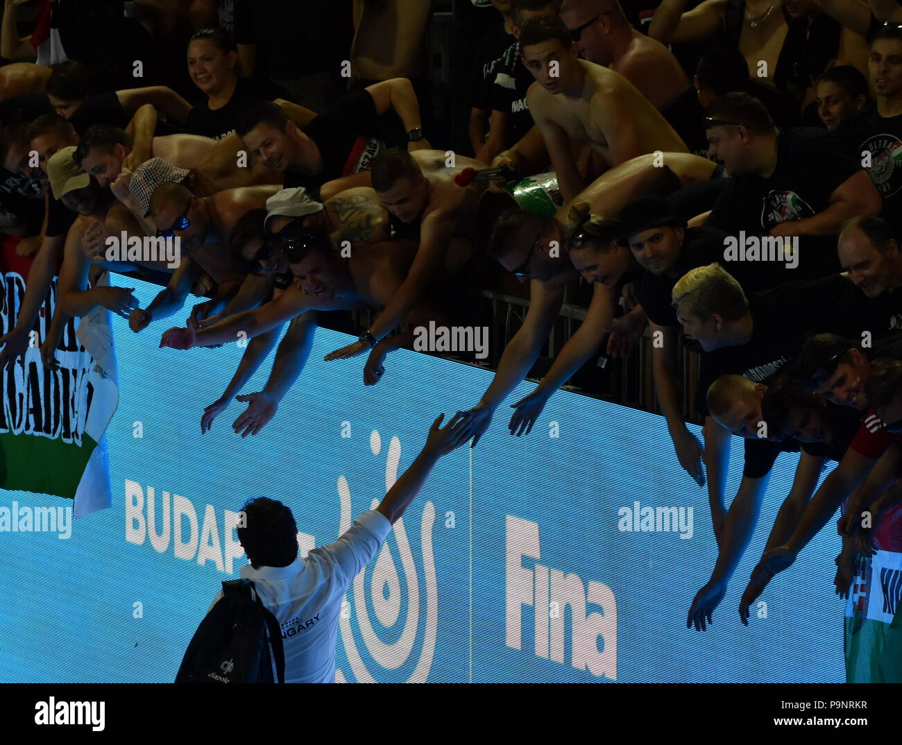 Budapest, Hungary - Jul 20, 2017. Fans welcoming BIRO Attila coach ...