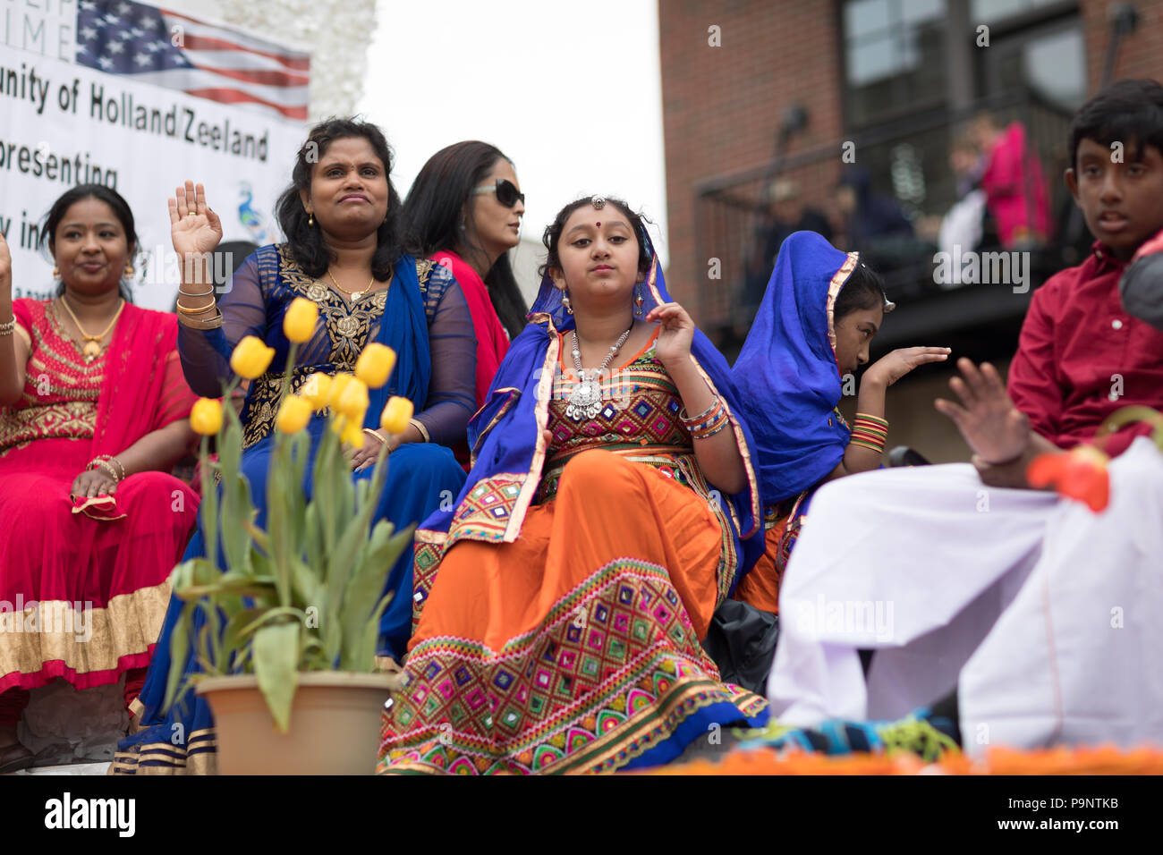 Holland, Michigan, USA - May 12, 2018 People of Indian decent wearing ...