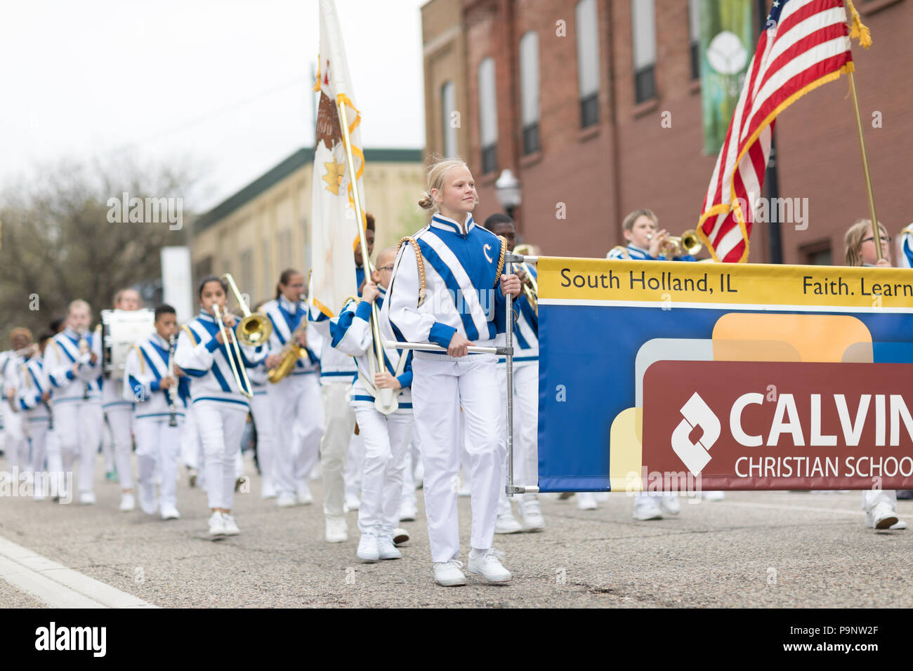 Holland, Michigan, USA - May 12, 2018 Members of the Calvin Christian ...