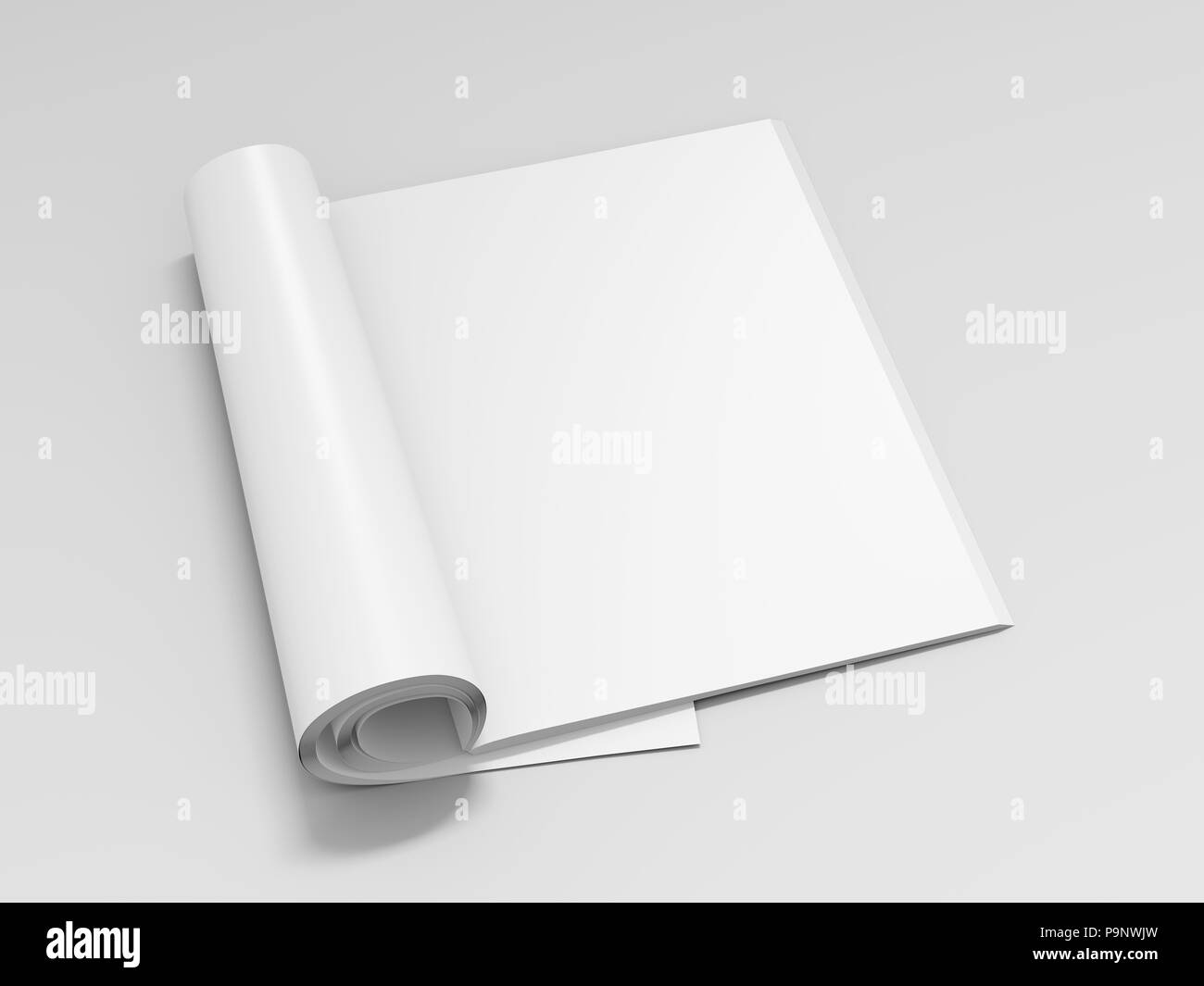 Blank white magazine pages with glossy paper isolated on white ...