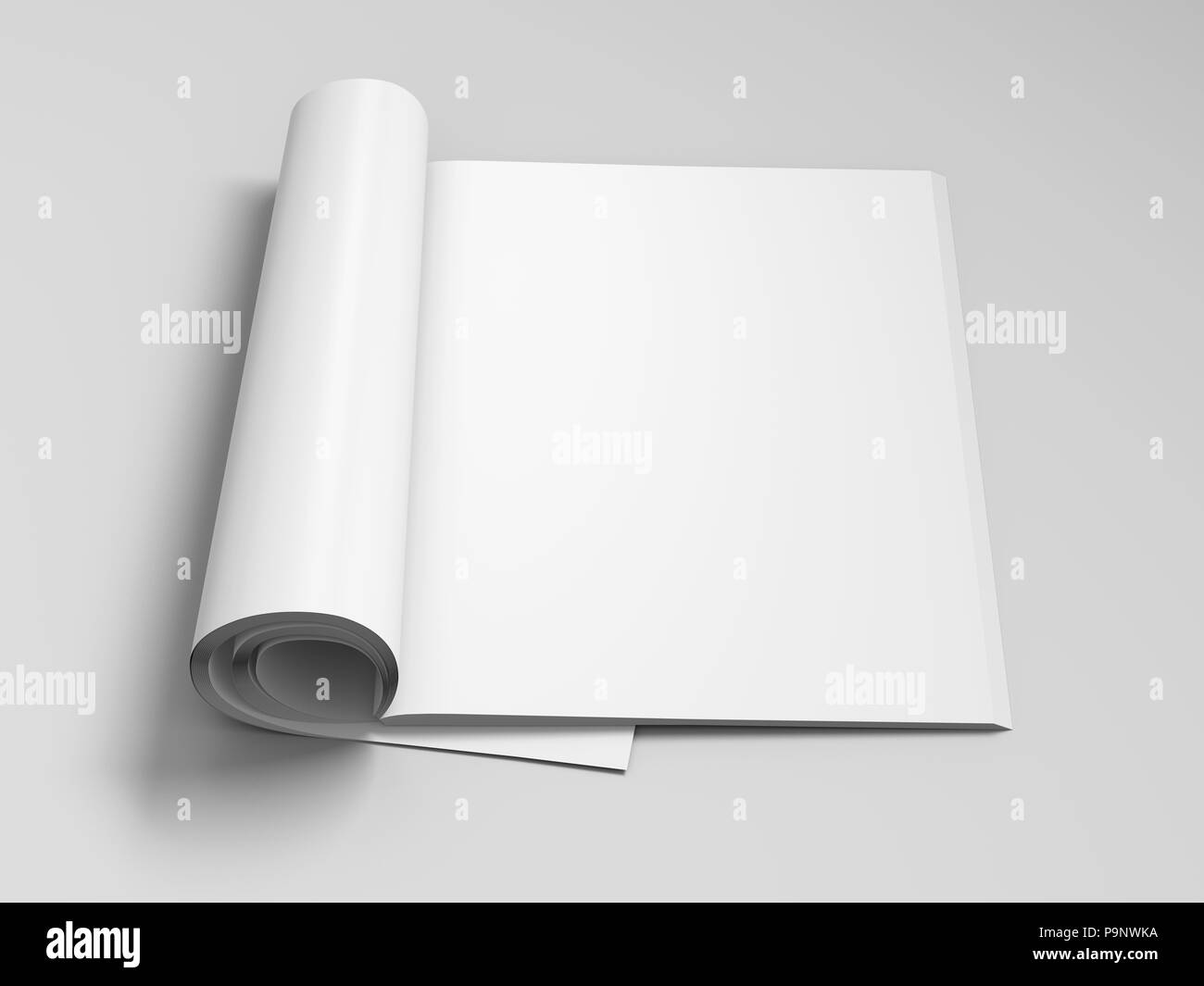 Blank white magazine pages with glossy paper isolated on white ...