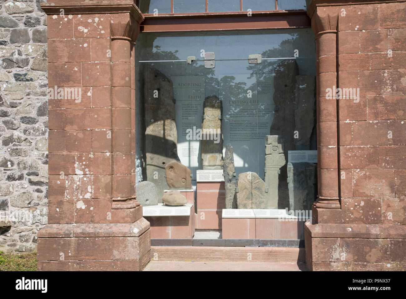 Kirkmadrine carved stones on display in glass fronted porch of ...