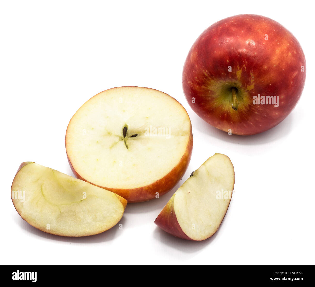Sliced apples Kanzi, one whole, cross section half, two slices ...