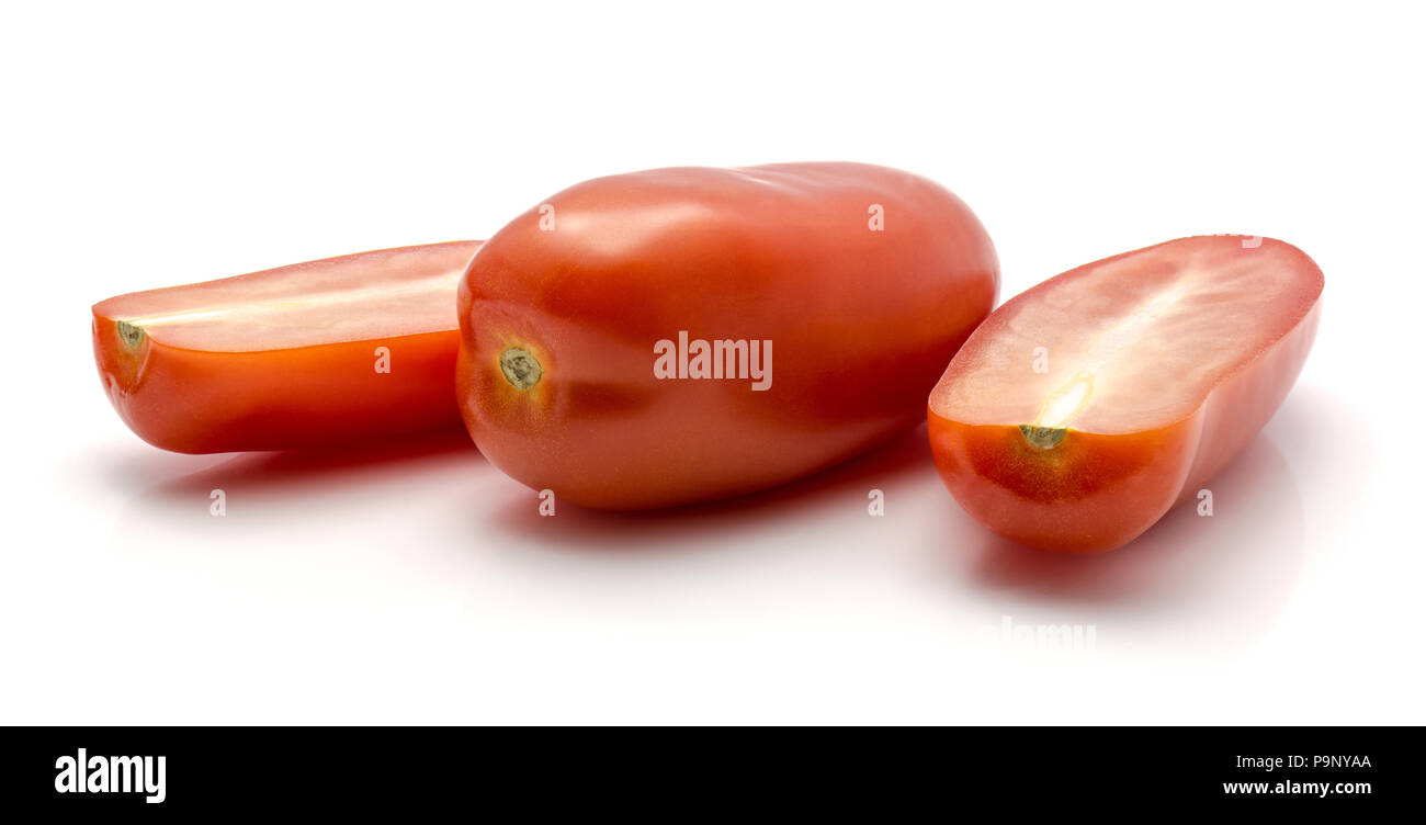San Marzano tomato isolated on white background red one whole two ...