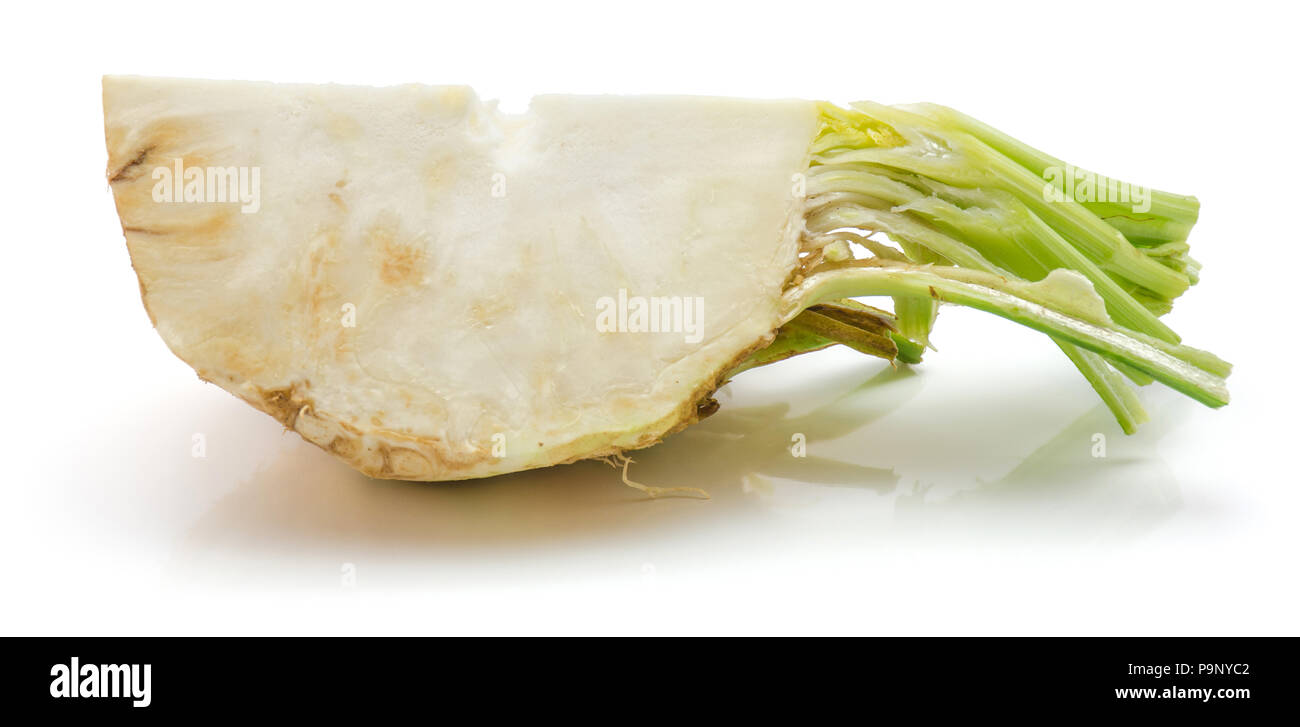 One quarter of fresh celery root isolated on white background Stock ...