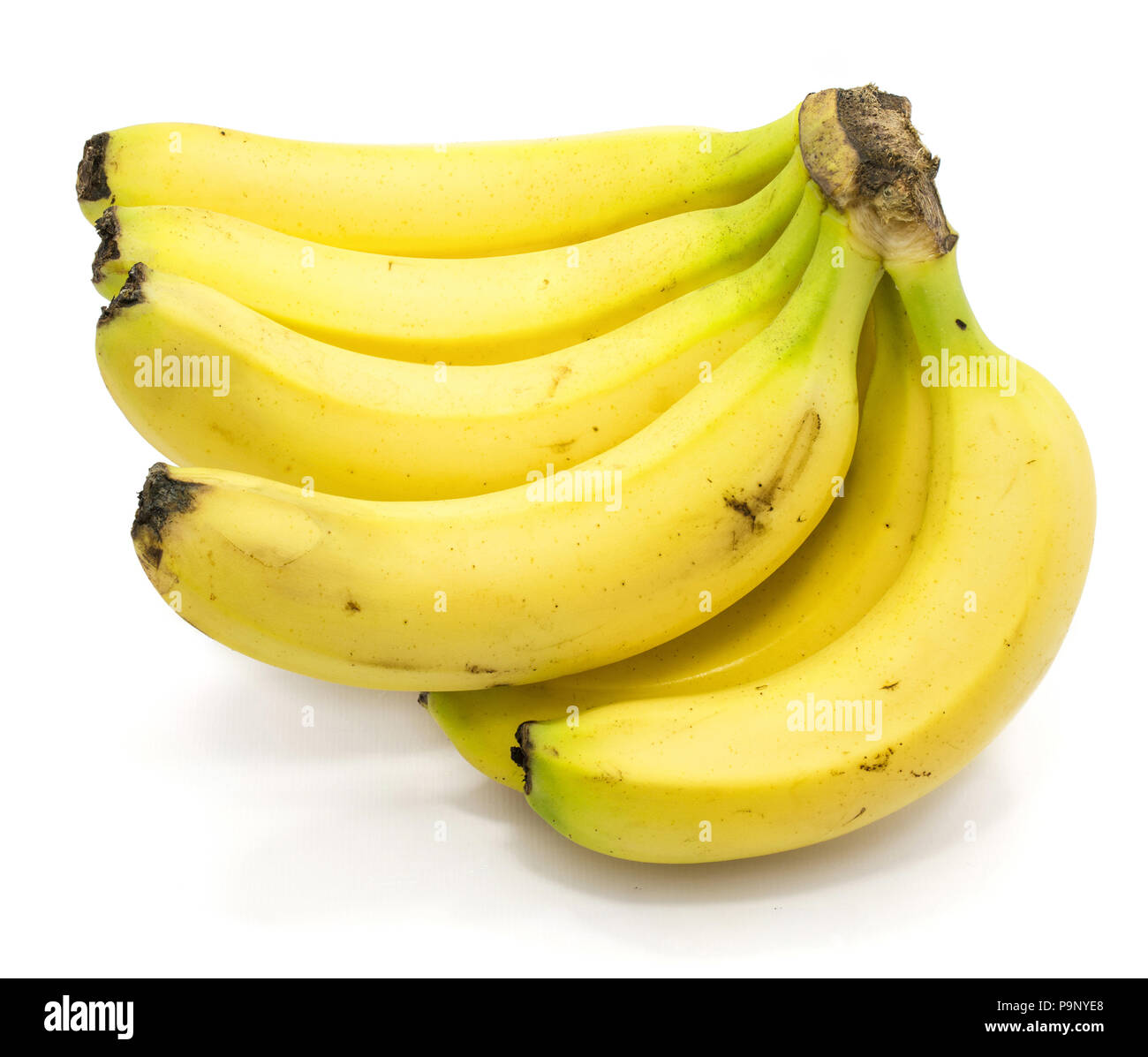 Yellow banana cluster isolated on white background Stock Photo - Alamy