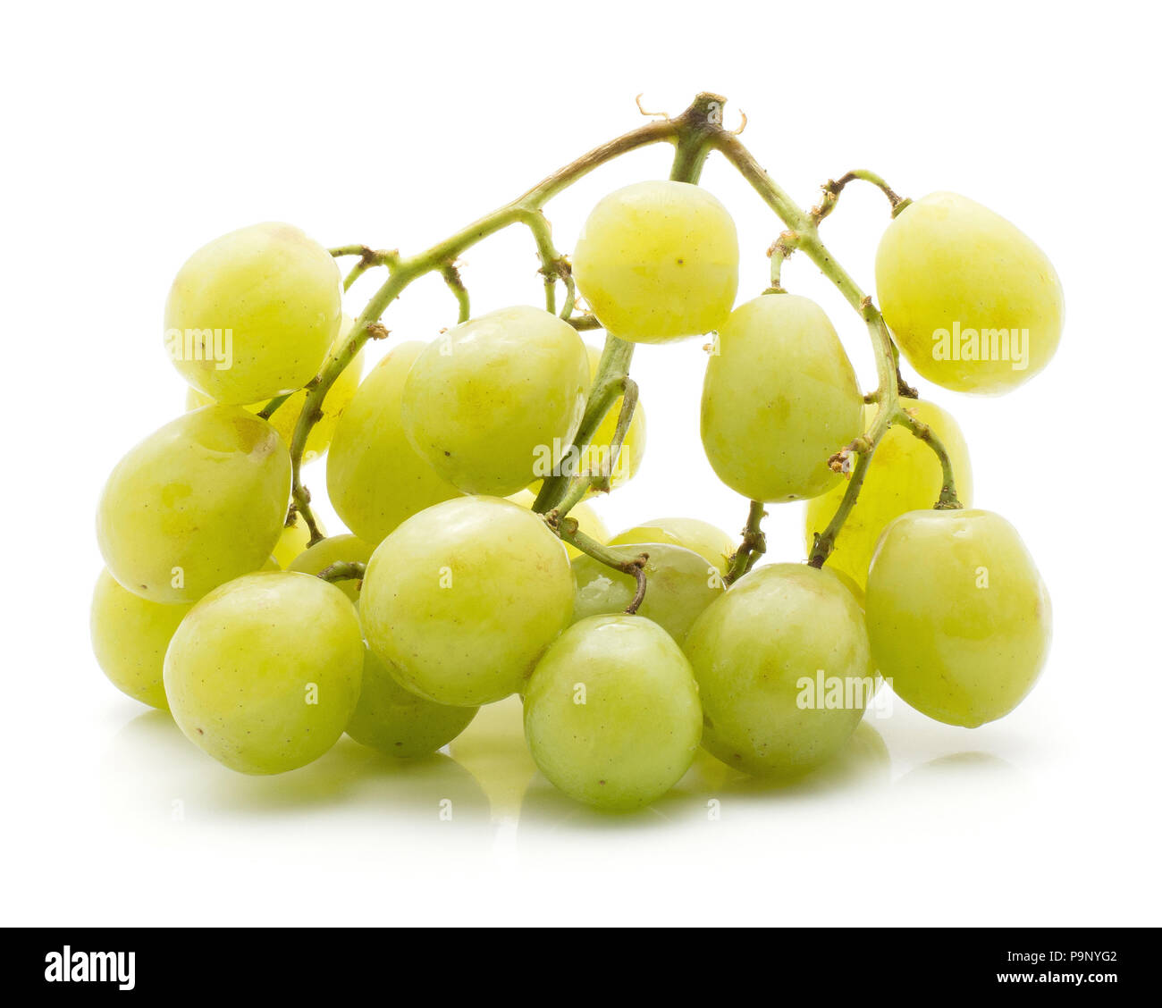 Green grape bunch (Early Sweet or Grapaes variety) isolated on white ...