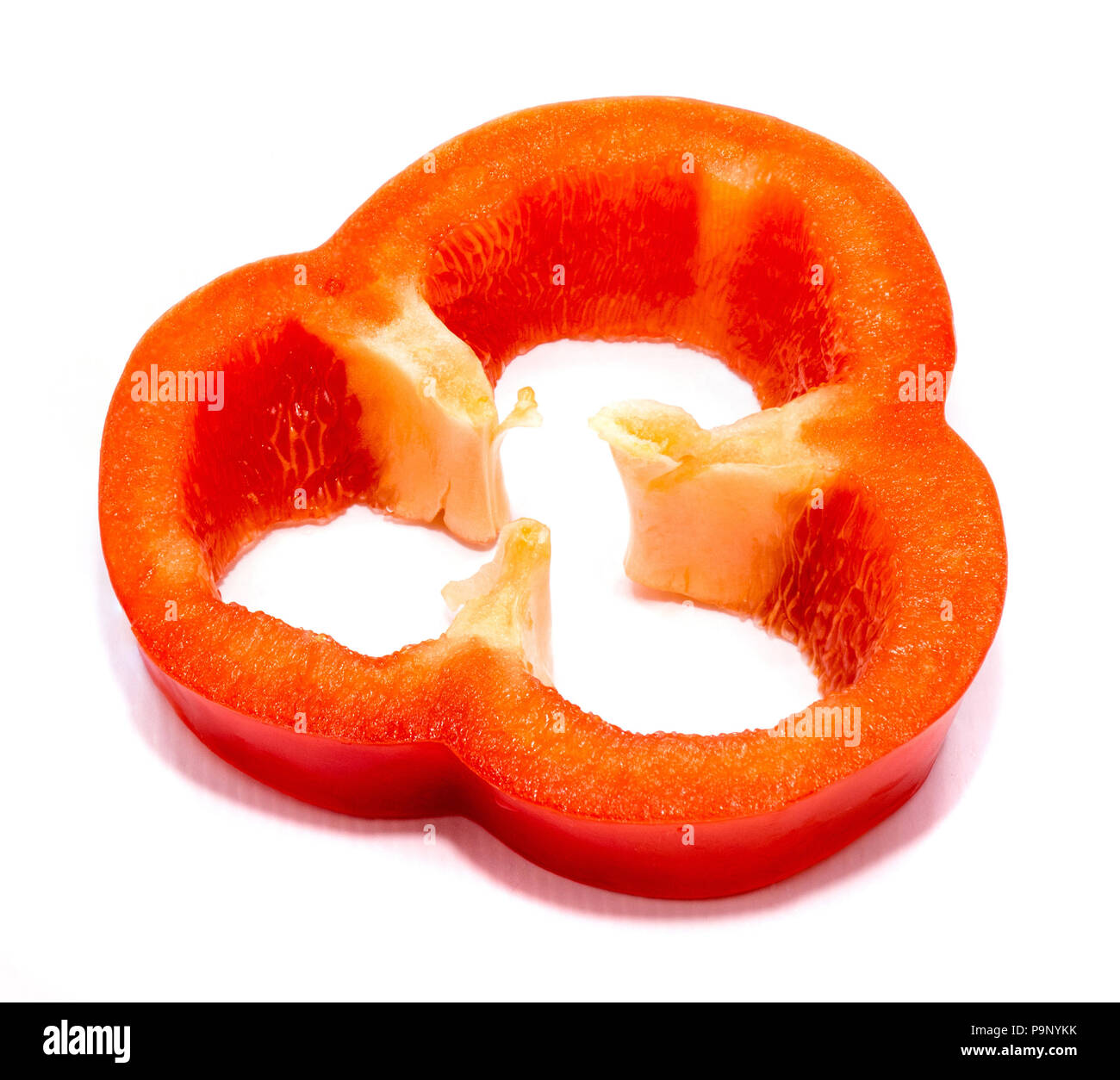 One sliced piece of pepper isolated on white background Stock Photo - Alamy