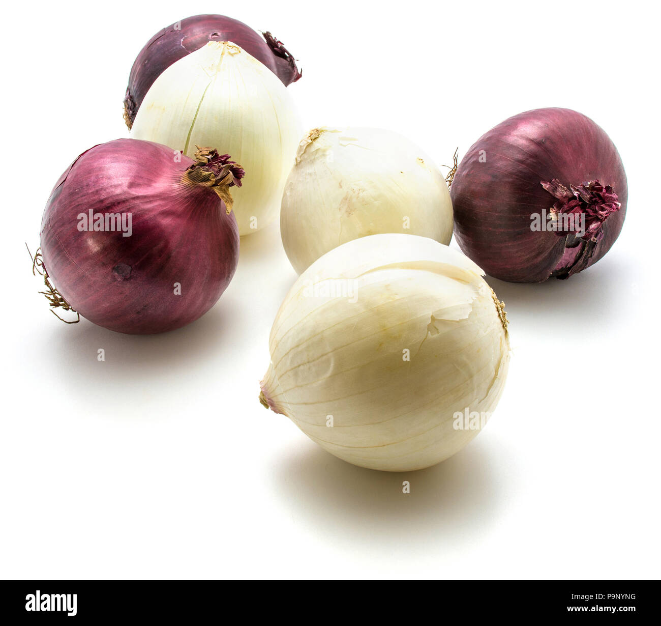 Red and white onion composition isolated on white background Stock ...