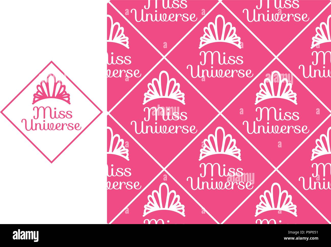 Vector Miss Universe tiara. Seamless repeating pattern isolated on pink ...