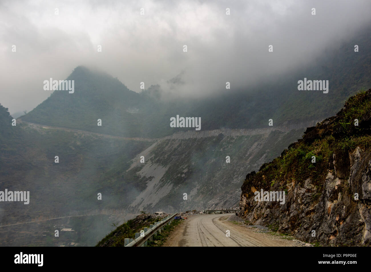 Ha Giang, Vietnam - March 18, 2018: Sceninc windy road surrounded by ...