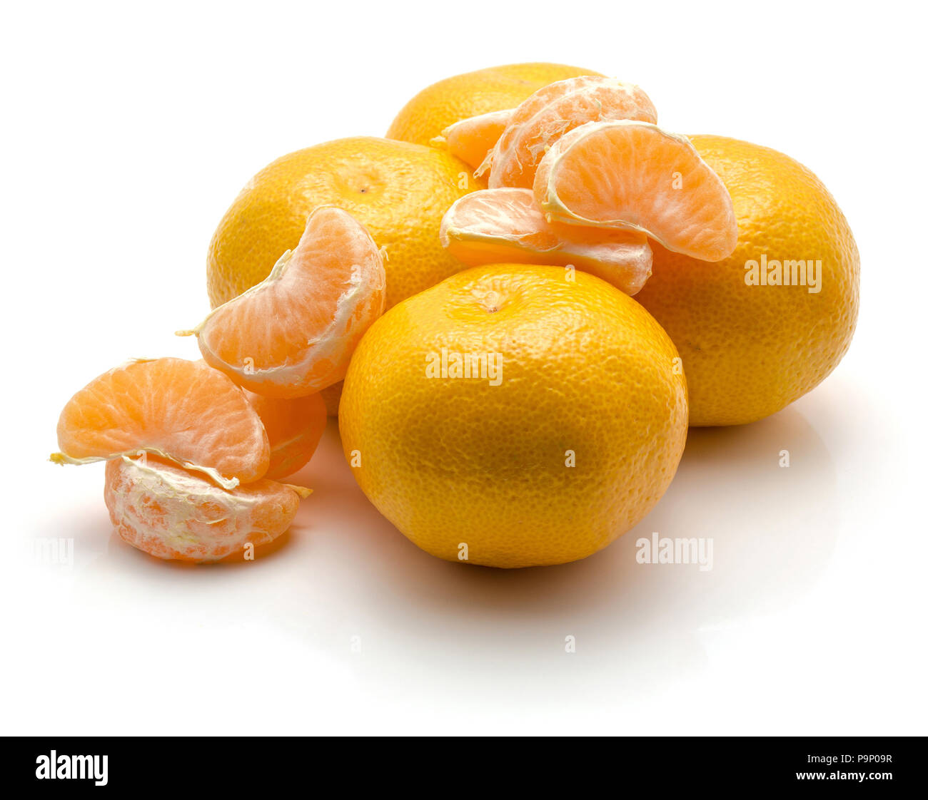 Tangerines isolated on white background four whole and separated ...