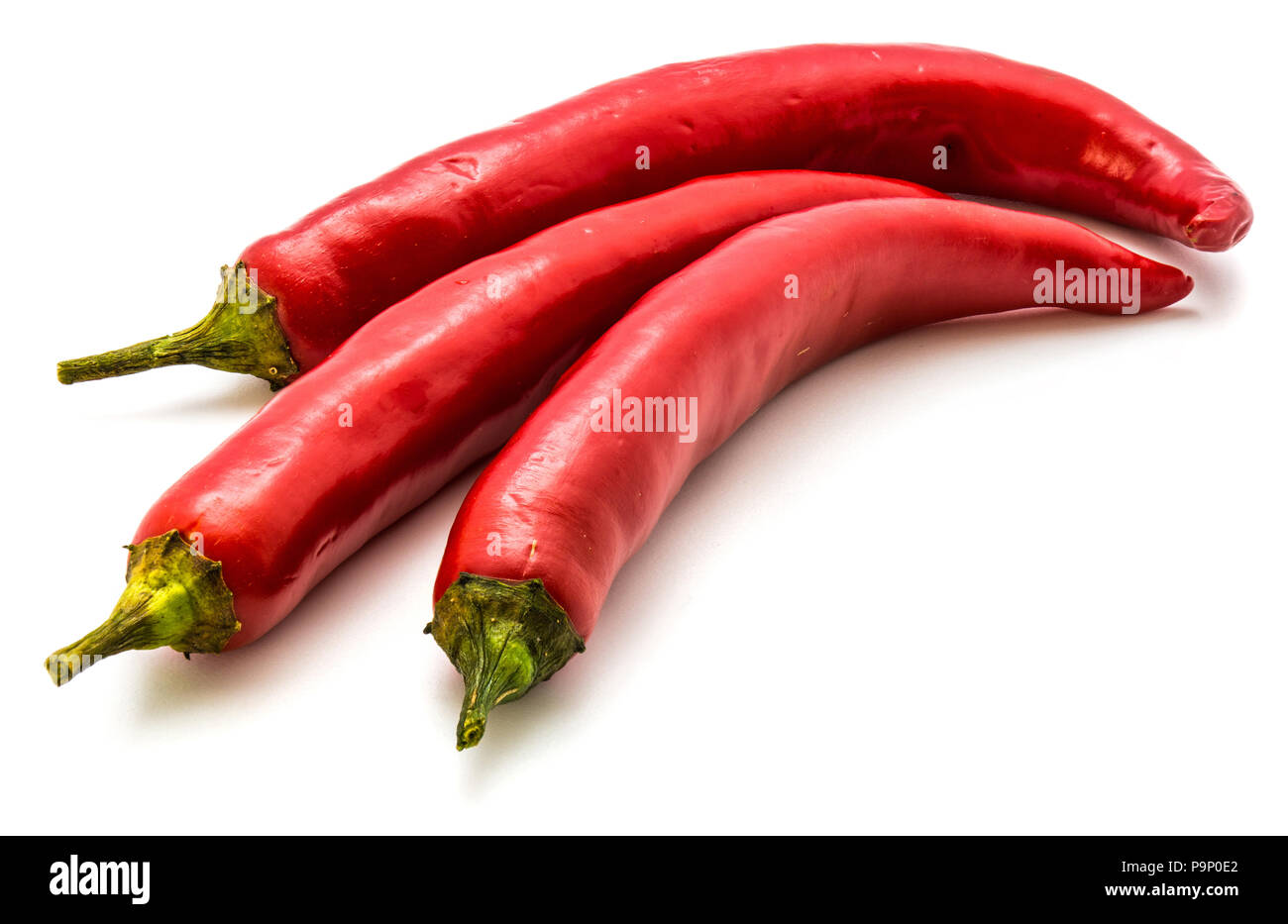 Group of three red Chilli isolated on white background Stock Photo - Alamy