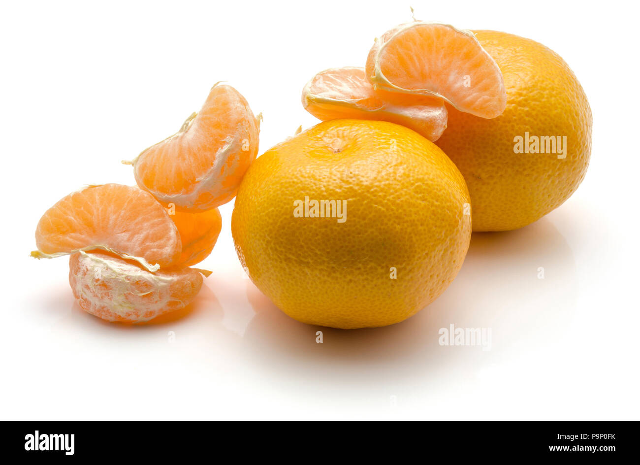 Tangerines isolated on white background two whole and separated ...