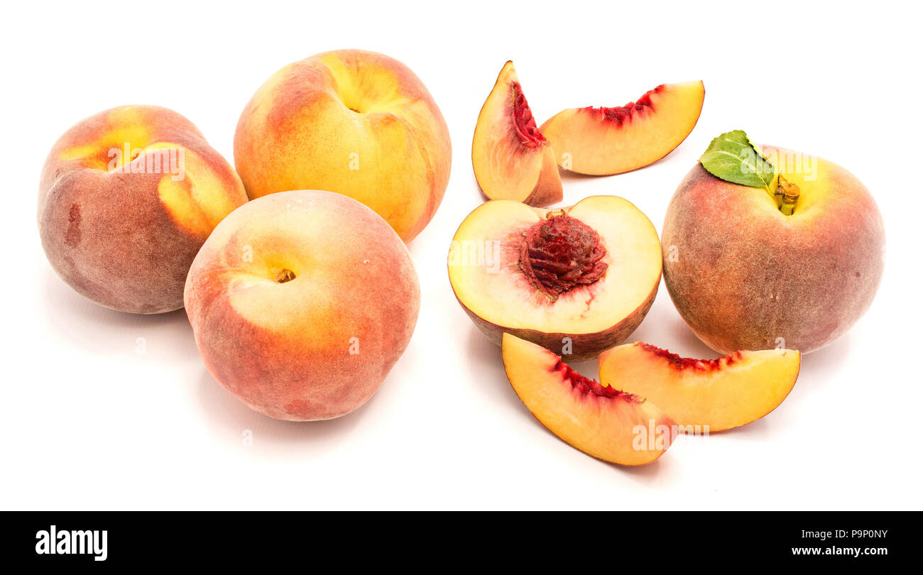 Peach composition isolated on white background Stock Photo - Alamy