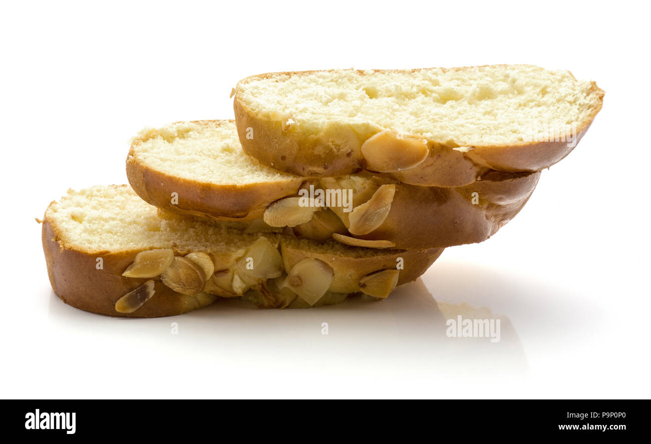 Three braided bread pieces isolated on white background Stock Photo - Alamy