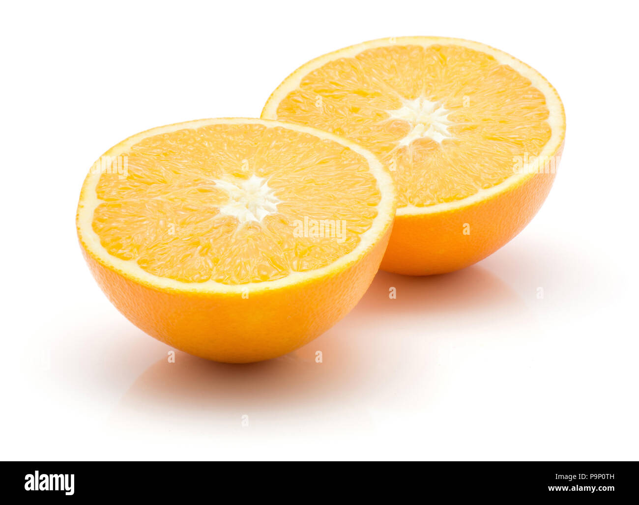 Two orange halves isolated on white background cross section Stock ...
