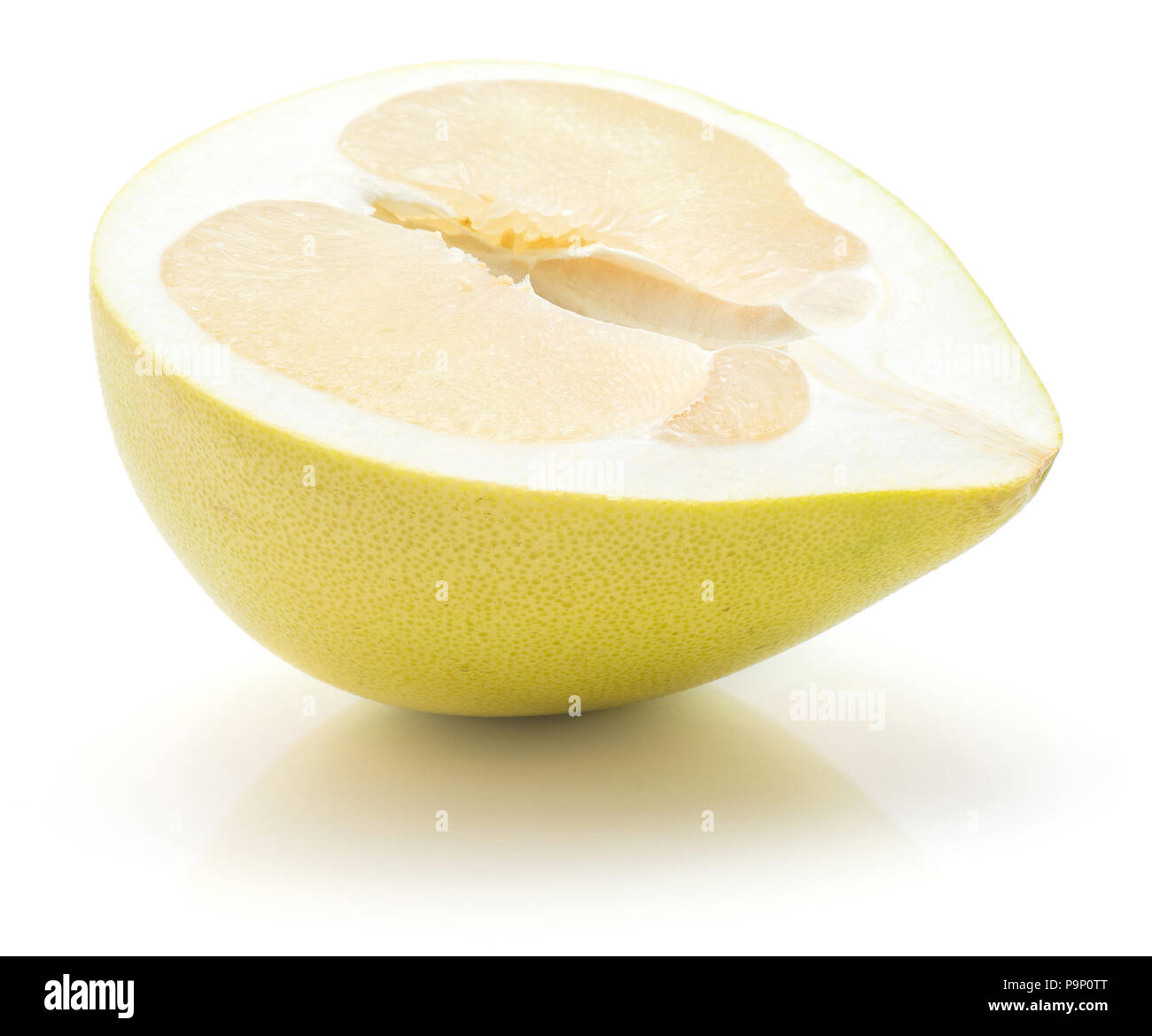 One pamelo sliced half isolated on white background Stock Photo - Alamy