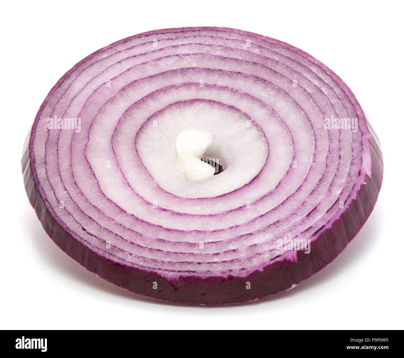 One round slice of red onion isolated on white background Stock Photo ...