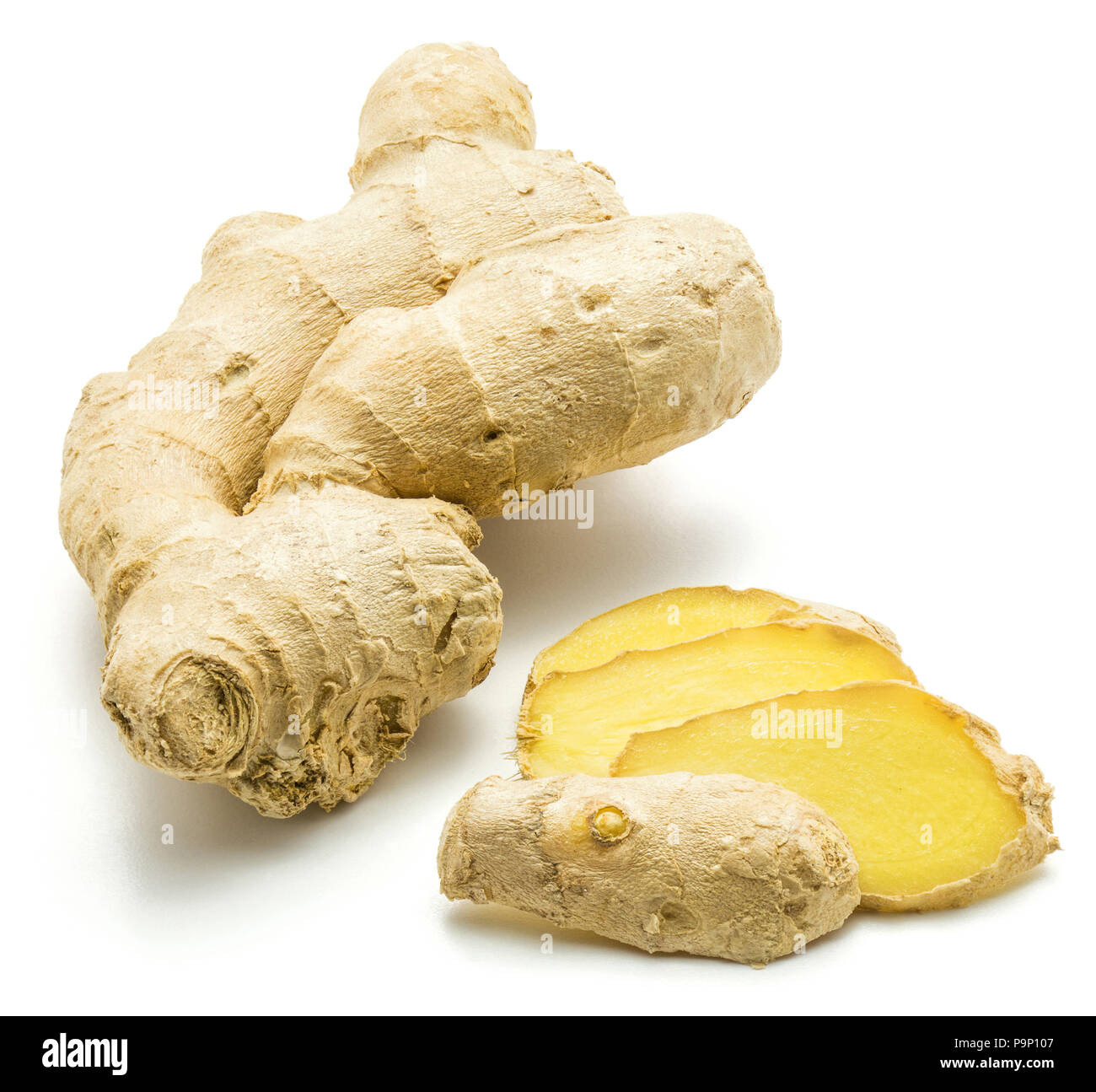 One whole and sliced ginger isolated on white background Stock Photo ...