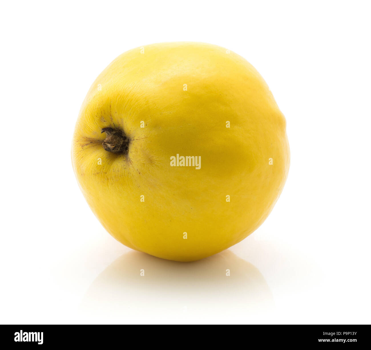 One yellow quince isolated on white background raw ripe Stock Photo - Alamy