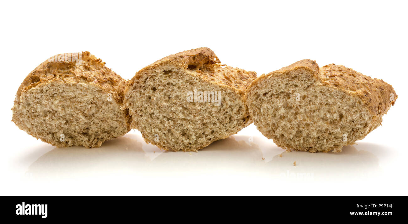 Three slices of wheat bran bread isolated on white background Stock ...