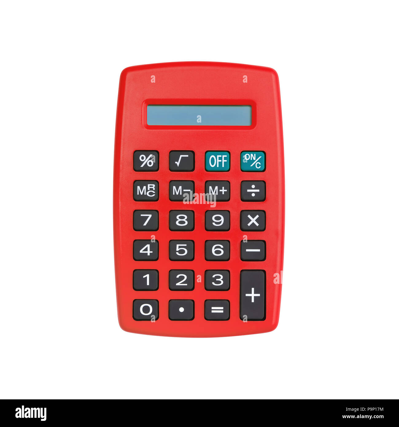 Red calculator isolated on white background with clipping path Stock ...