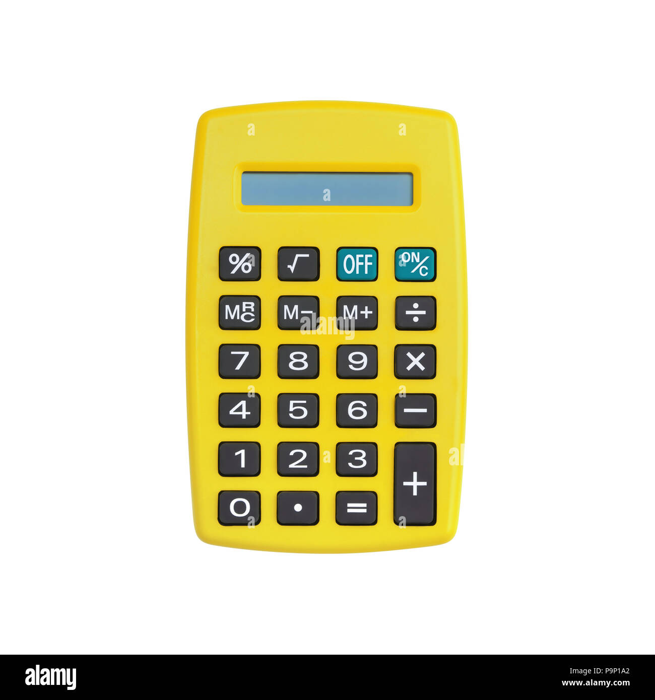Yellow calculator isolated on white background with clipping path Stock ...