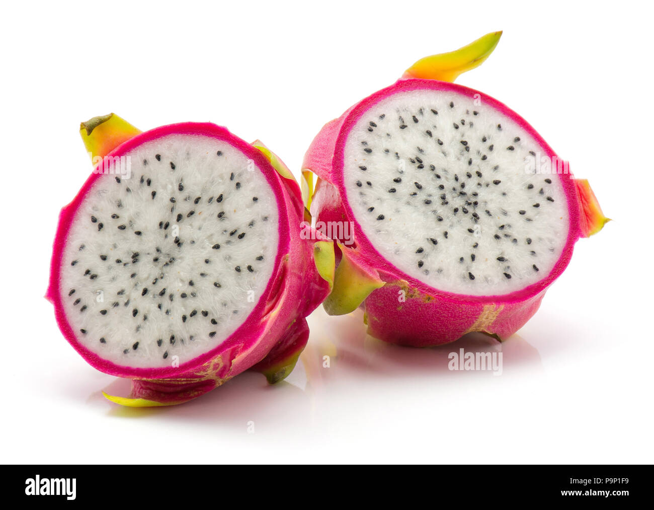 Dragon fruit (Pitaya, Pitahaya) cross section isolated on white ...