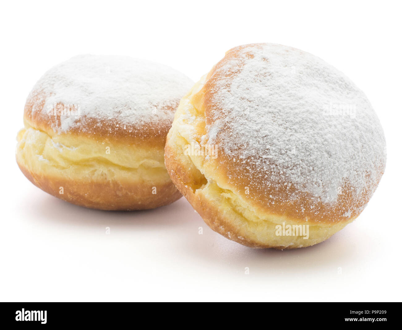 Traditional doughnuts isolated on white background two fresh baked ...