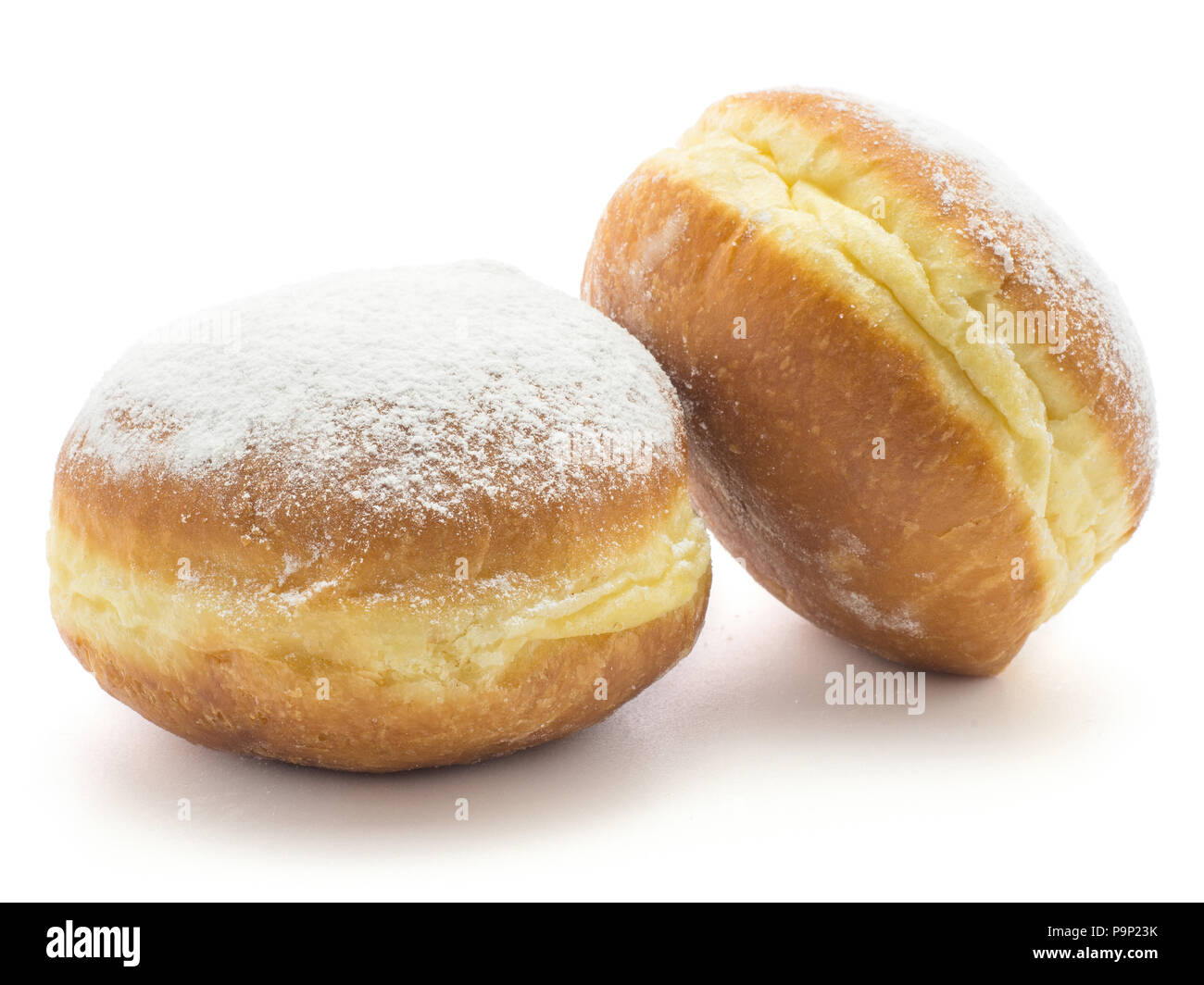 Sufganiyah traditional doughnuts isolated on white background two fresh ...