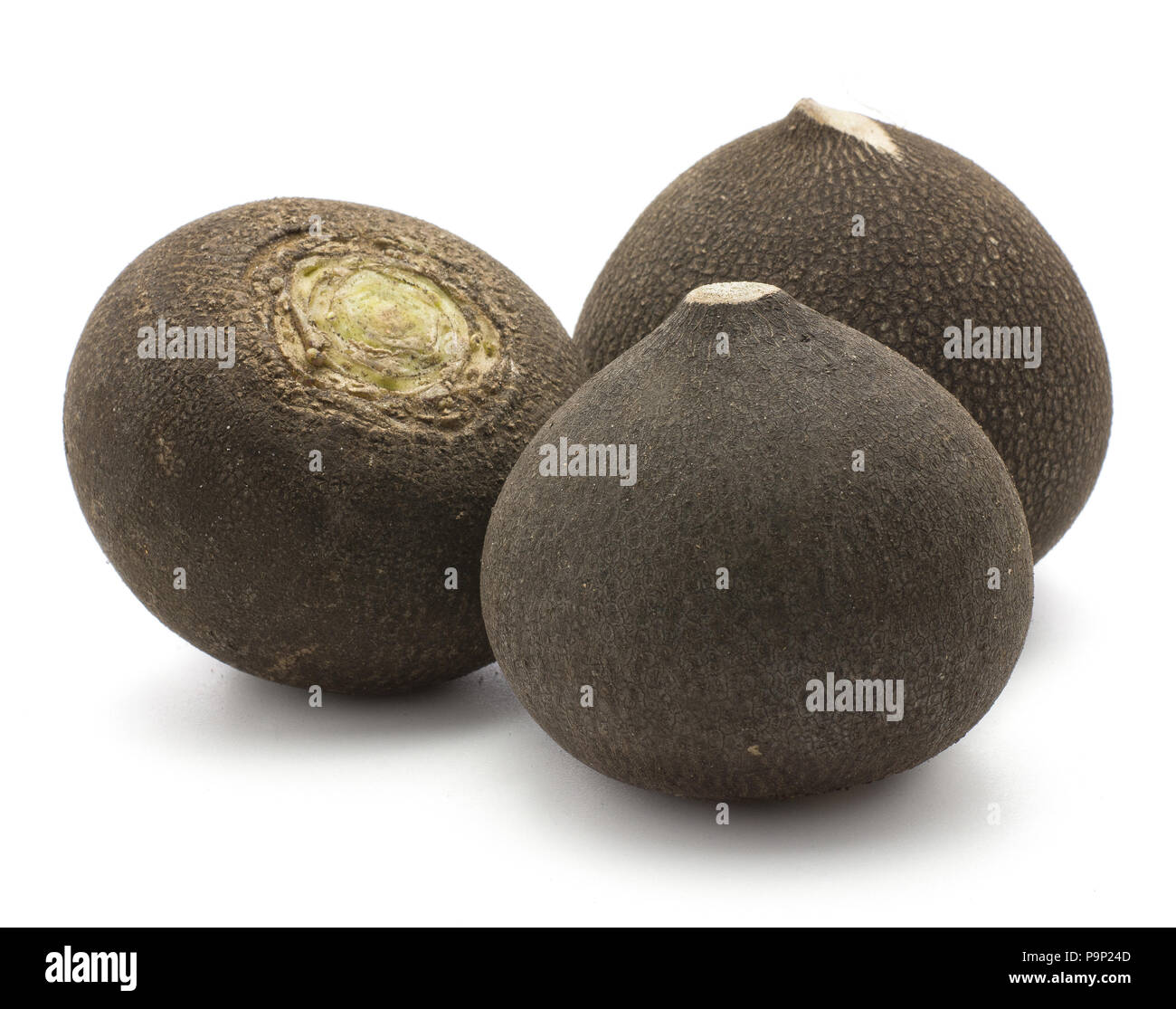 Black radish three bulb roots isolated on white background Stock Photo ...