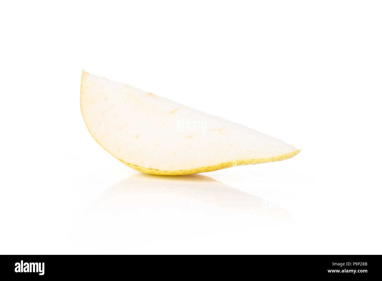 One slice of fresh red pear forelle variety isolated on white Stock ...
