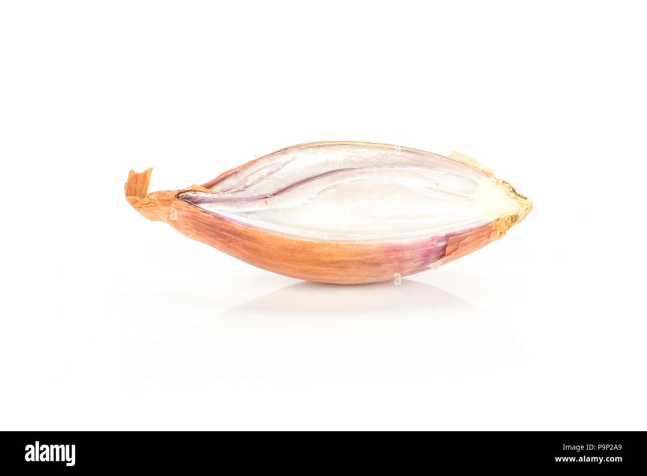 Golden shallot one sliced half isolated on white background Stock Photo ...