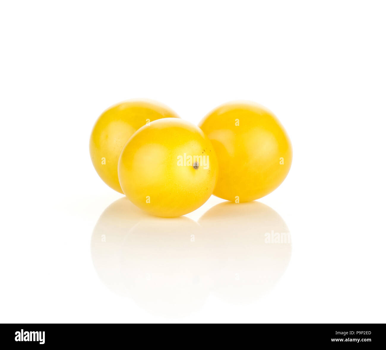 Yellow grape cherry tomatoes isolated on white background group of ...