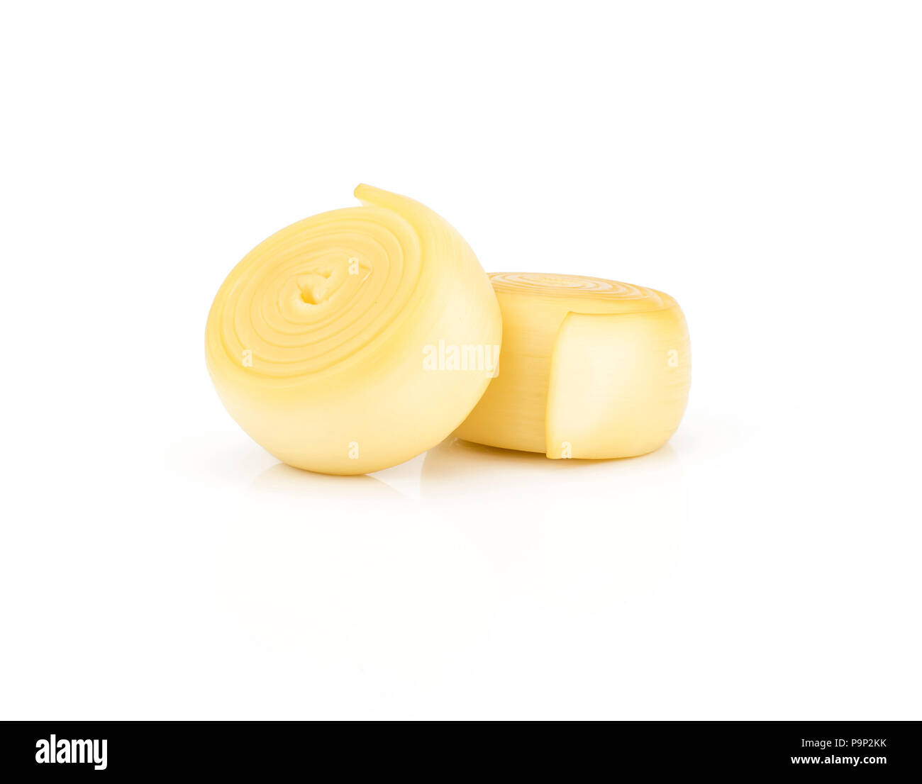 Slovak smoked cheese two pieces isolated on white background Stock ...