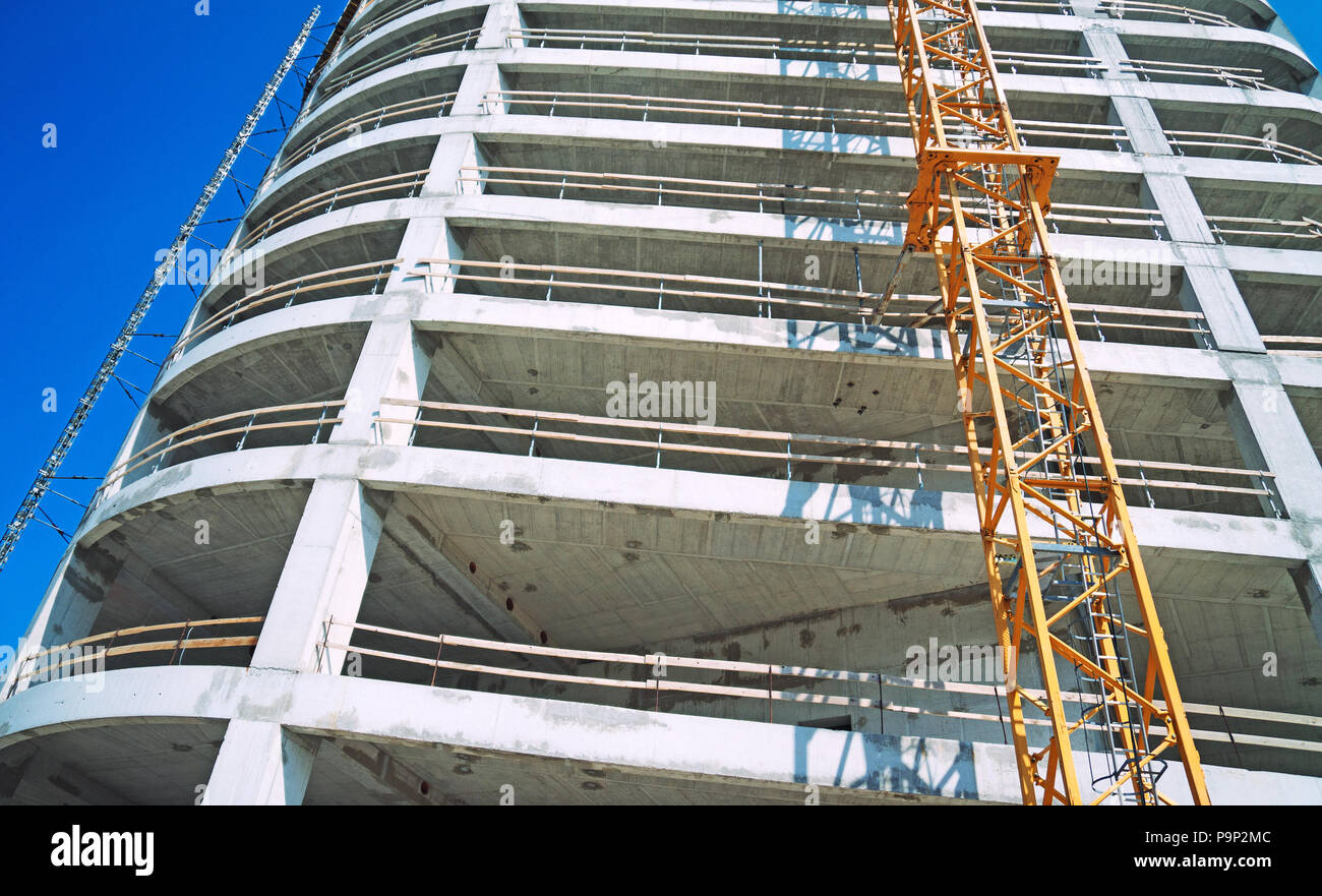 Construction of big commercial building. Perspective view Stock Photo ...