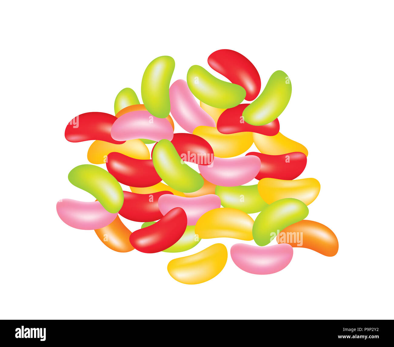 Bright colorful jellybeans on white background Stock Photo - Alamy
