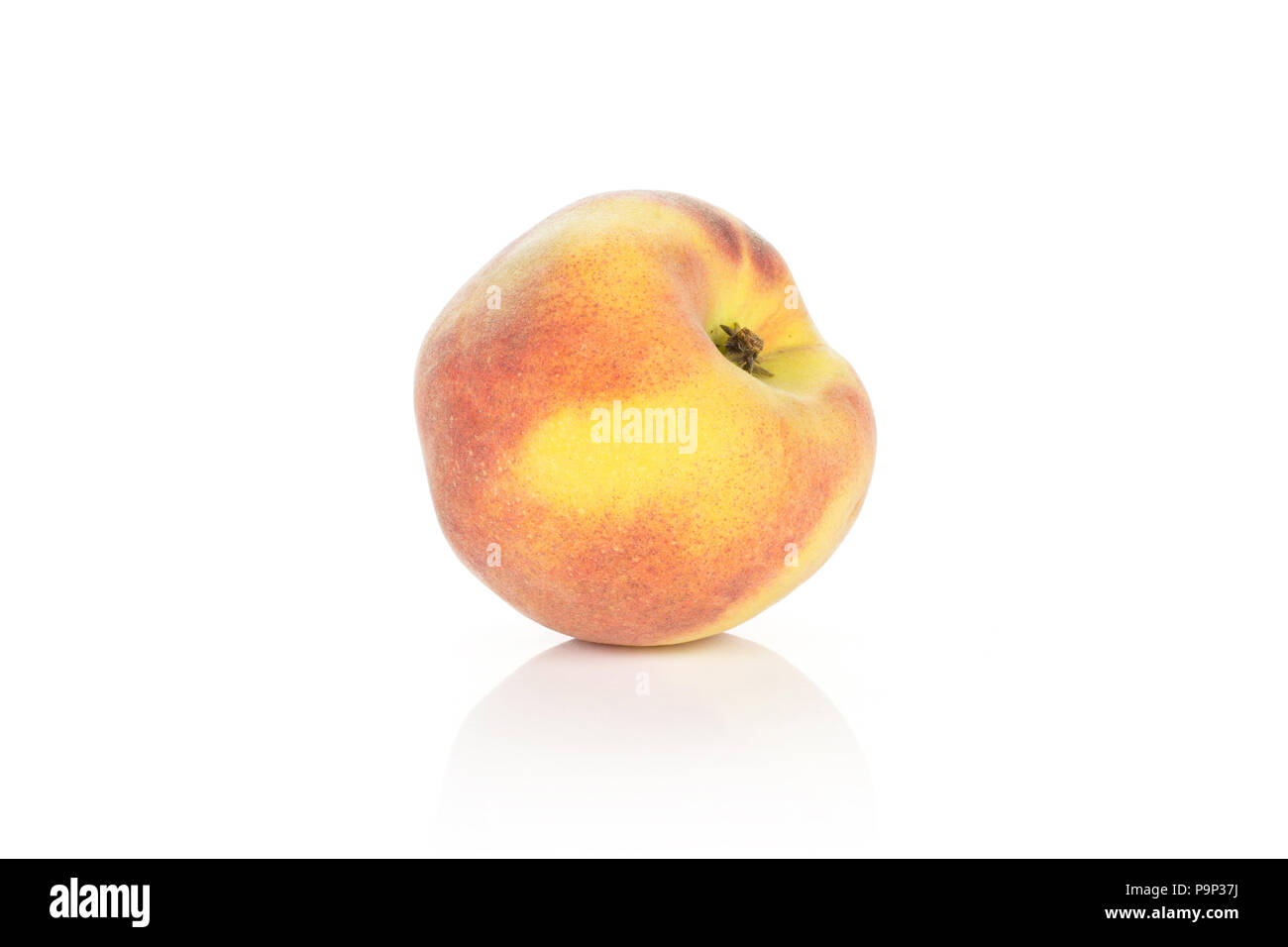 One ripe yellow peach isolated on white background Stock Photo - Alamy