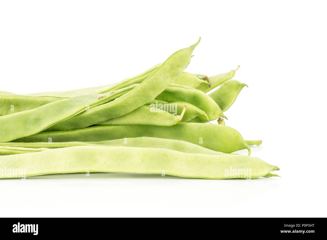 Flat green beans stack isolated on white background Stock Photo - Alamy
