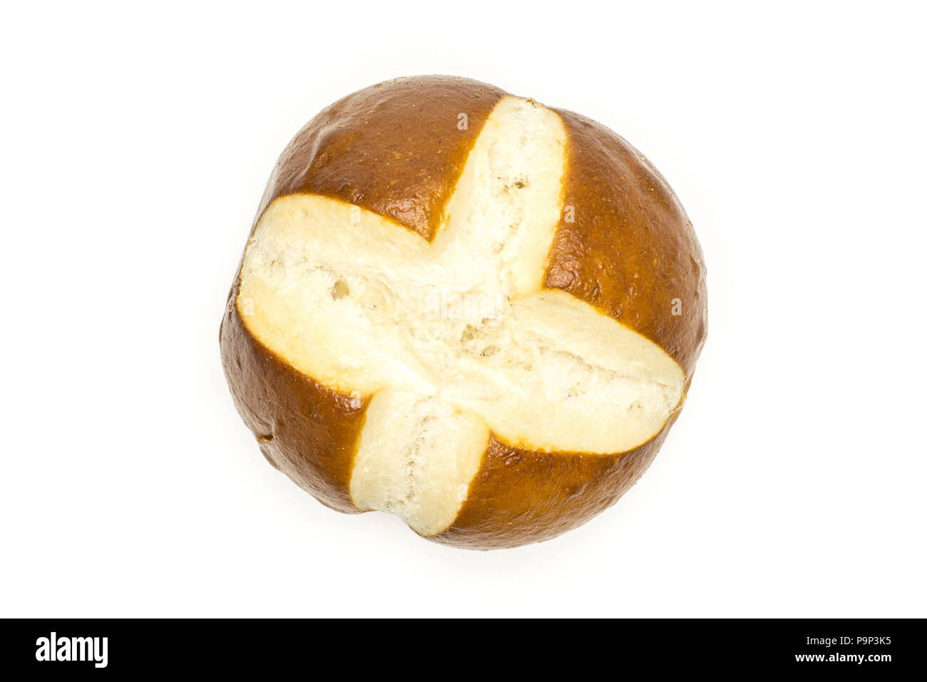 Bavarian bread bun top view isolated on white background one fresh ...