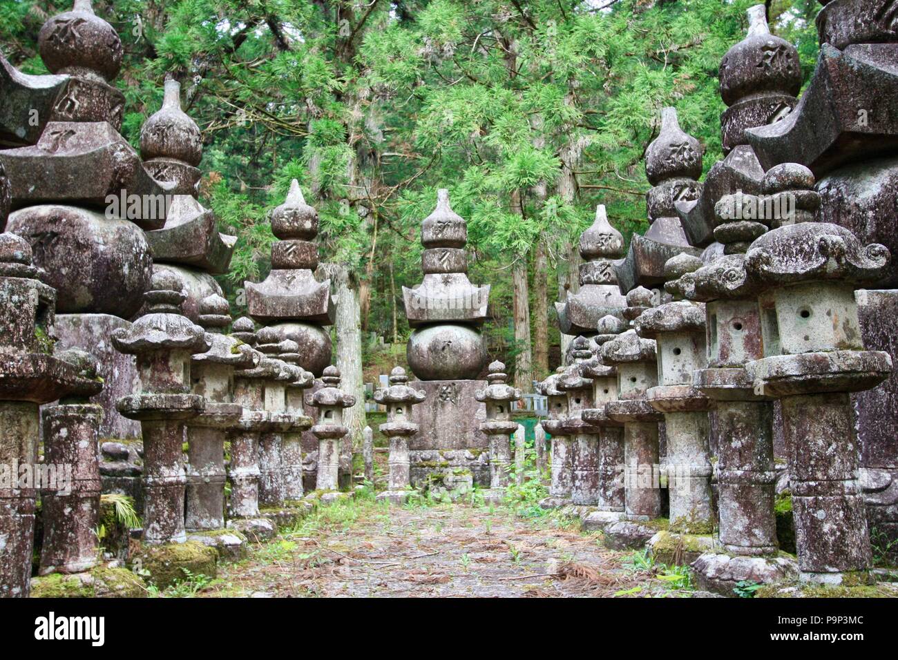 historic Buddhist graveyard in Japan Stock Photo - Alamy