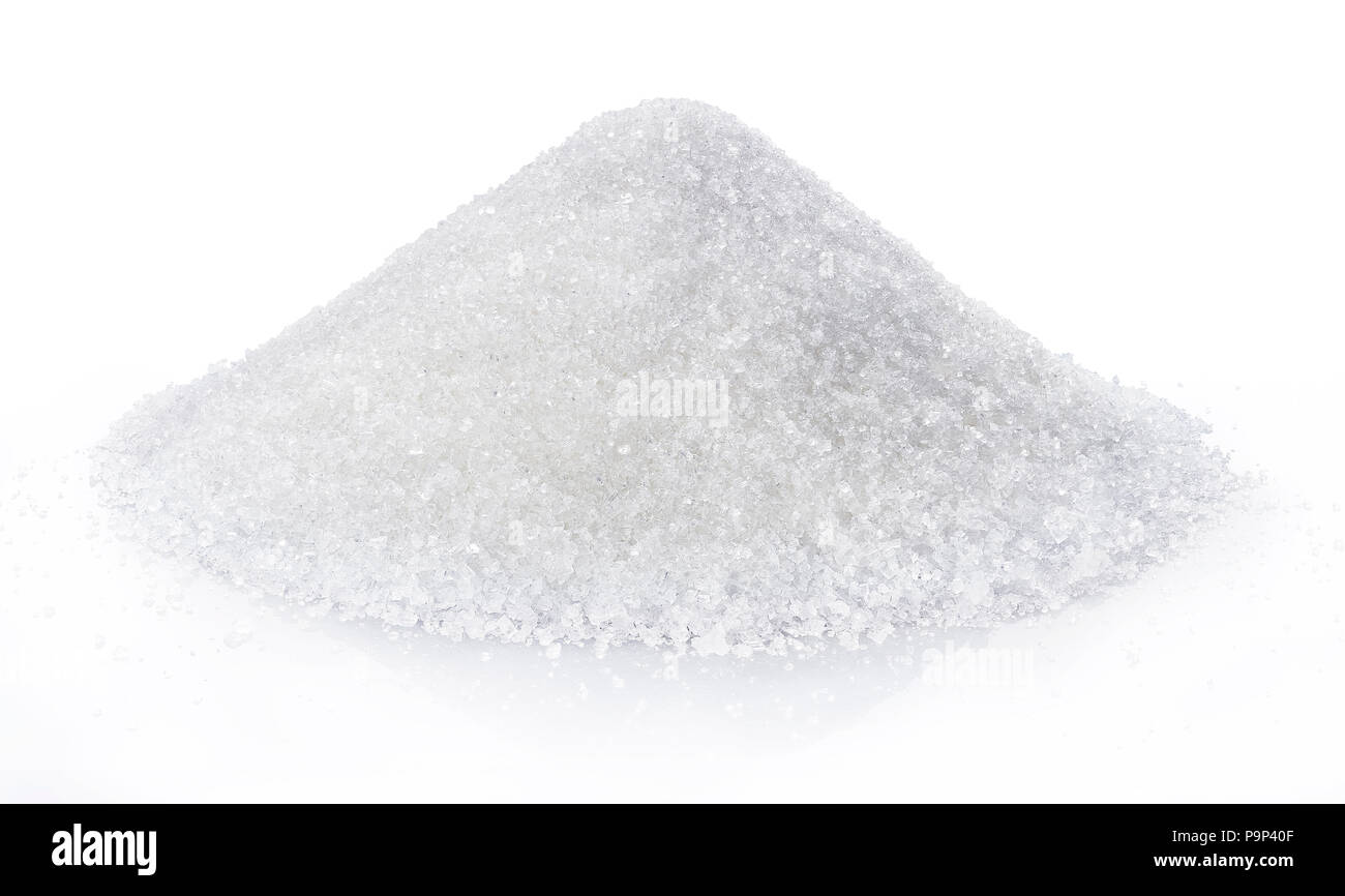 heap of white sugar isolated on white background Stock Photo - Alamy
