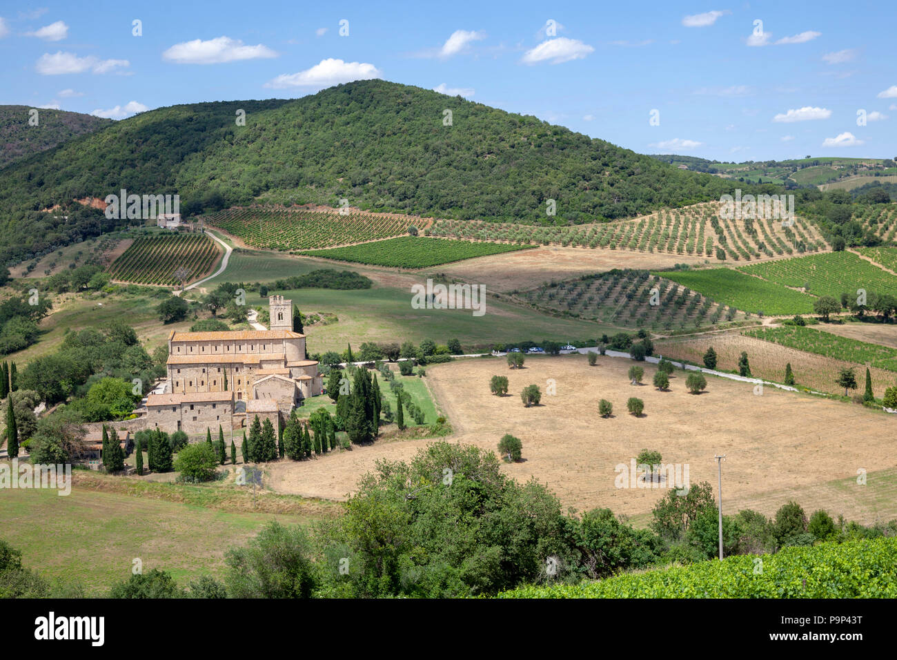The Sant'Antimo abbey in the vicinity of Montalcino (Tuscany - Italy ...