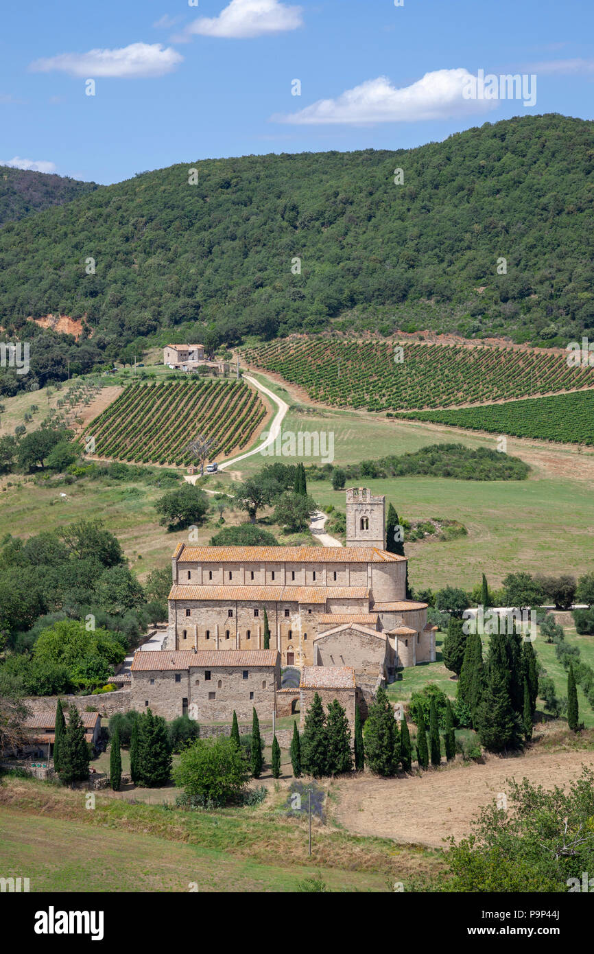 The Sant'Antimo abbey in the vicinity of Montalcino (Tuscany - Italy ...