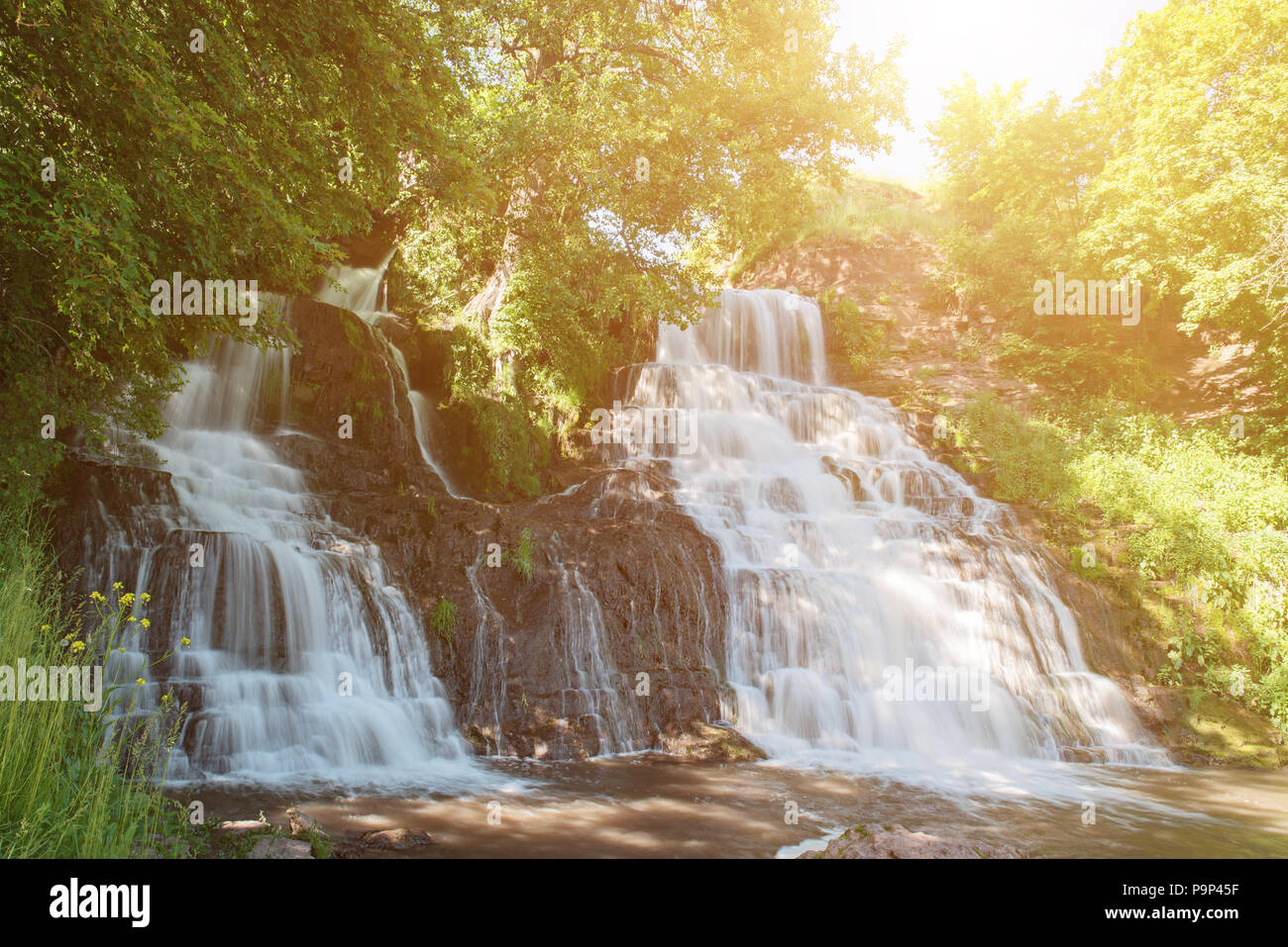 High mountain waterfall Stock Photo - Alamy