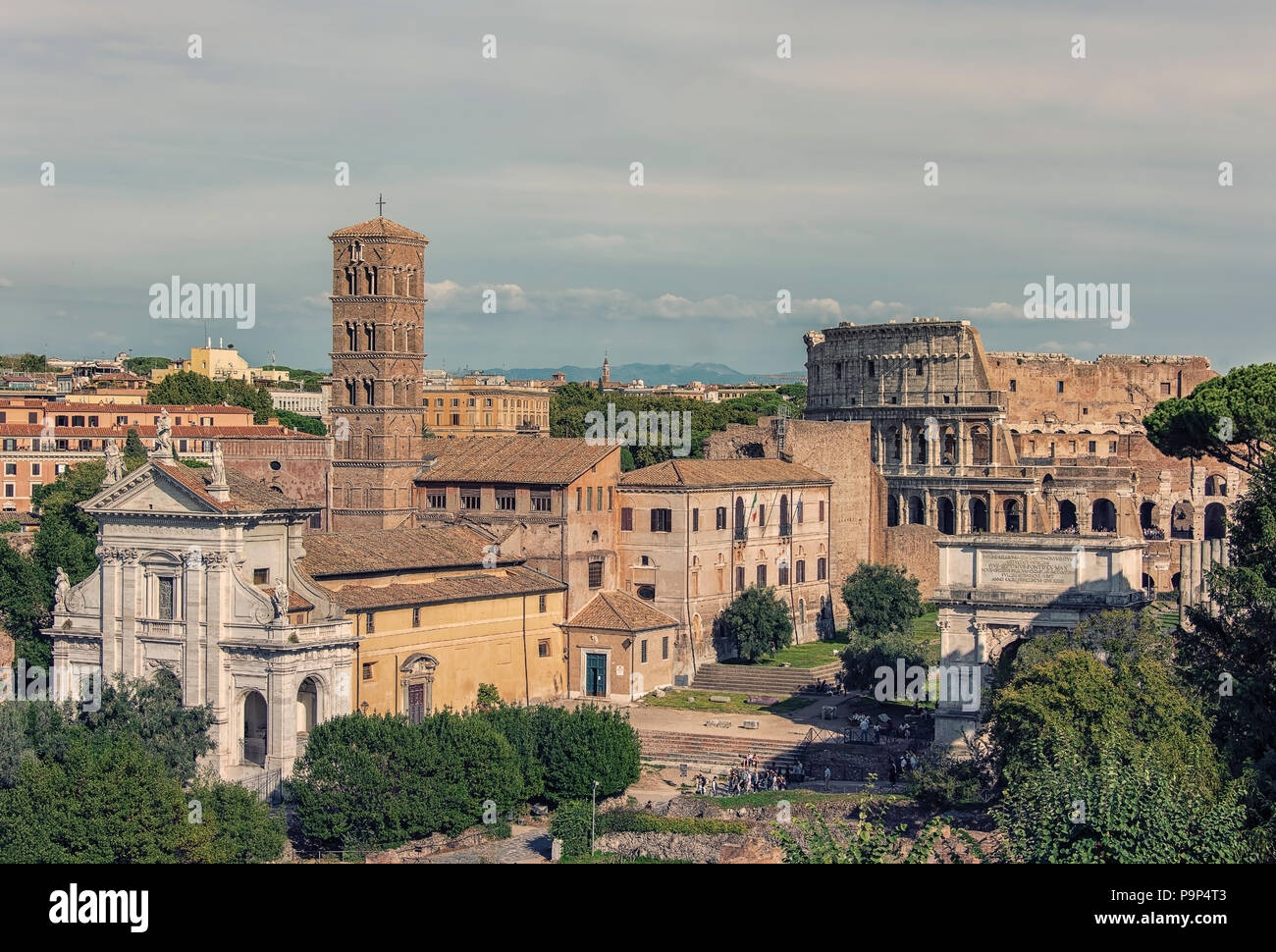 The Roman Forum and Colosseum in Rome Stock Photo - Alamy
