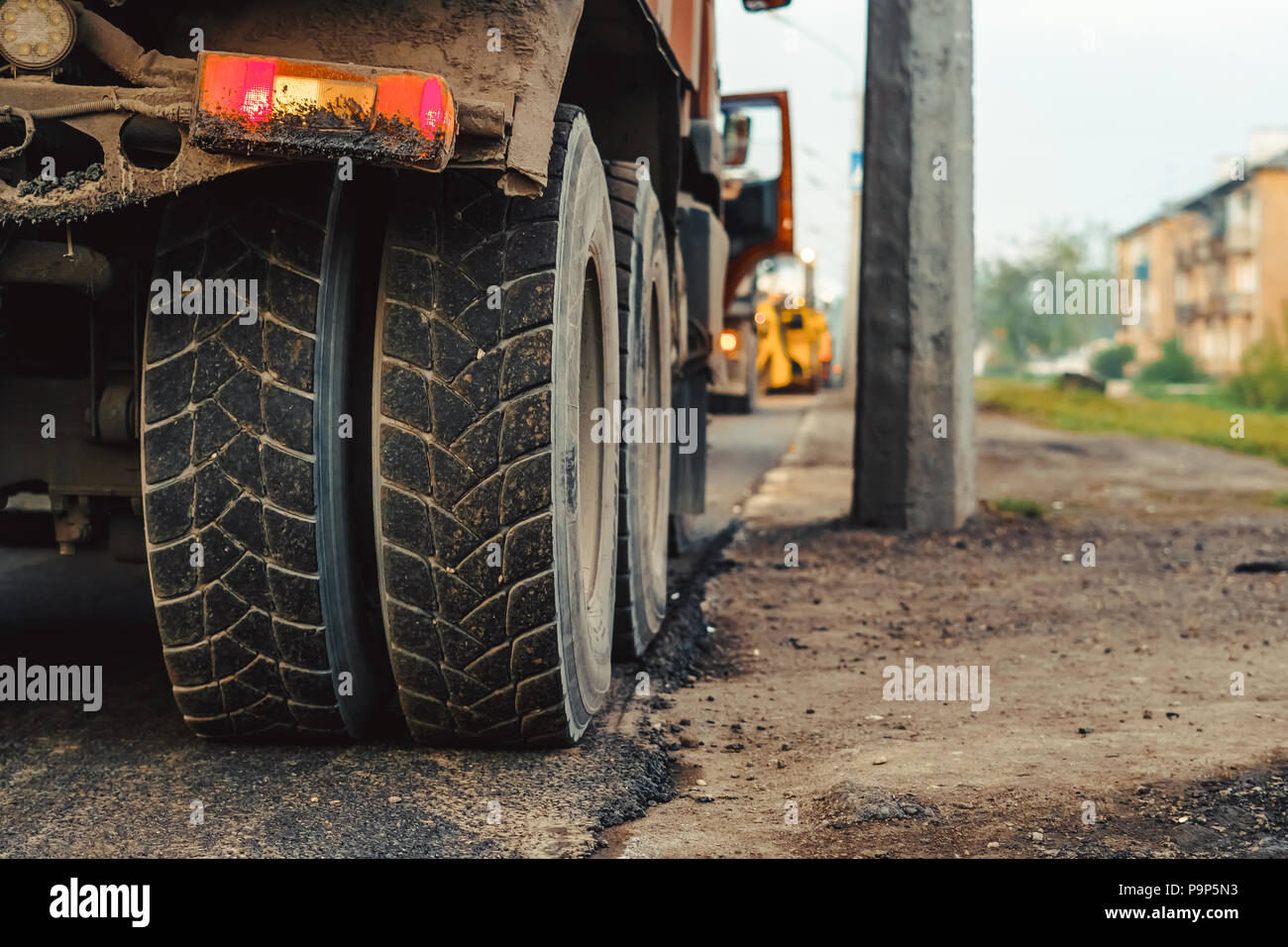 Machine laying asphalt part road hi-res stock photography and images ...
