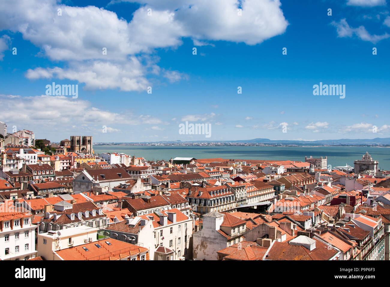 Lisbon View with Castle Stock Photo - Alamy